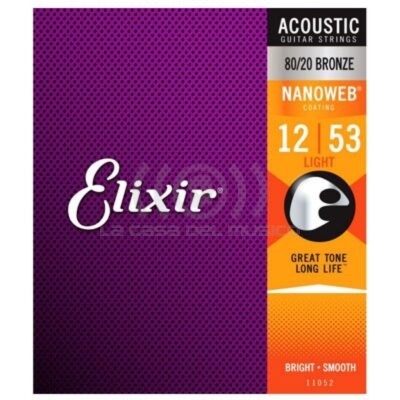 Elixir 11052 Acoustic 80/20 Bronze Light 12-53 - La Casa del Músico